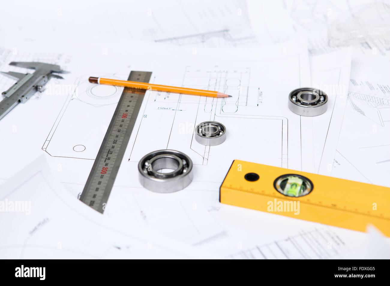 construction drafts and tools on the table Stock Photo - Alamy