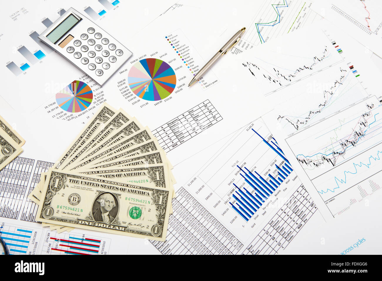 financial charts and graphs on the table Stock Photo - Alamy