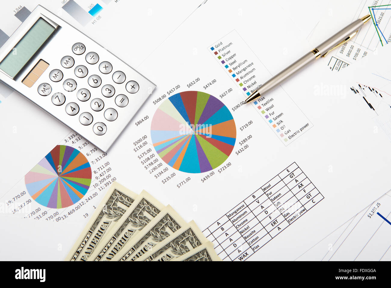 financial charts and graphs on the table Stock Photo - Alamy