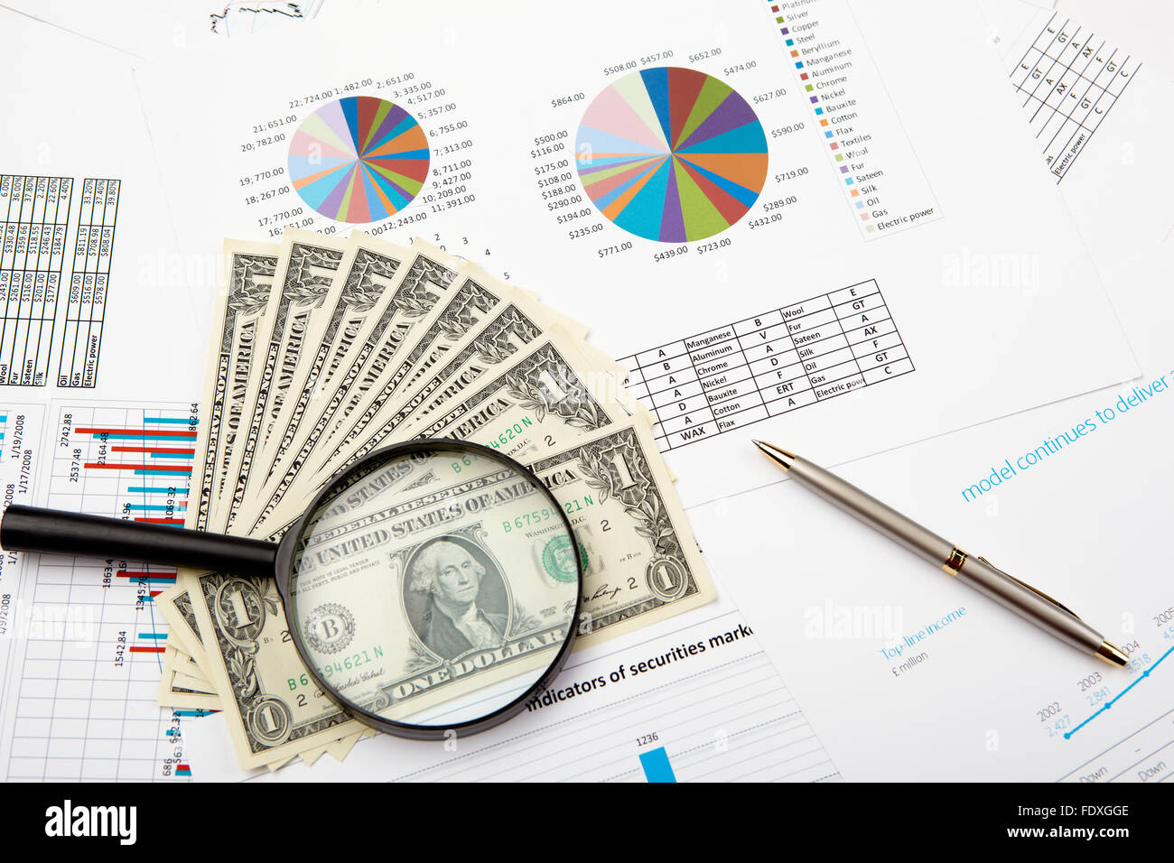 financial charts and graphs on the table Stock Photo - Alamy
