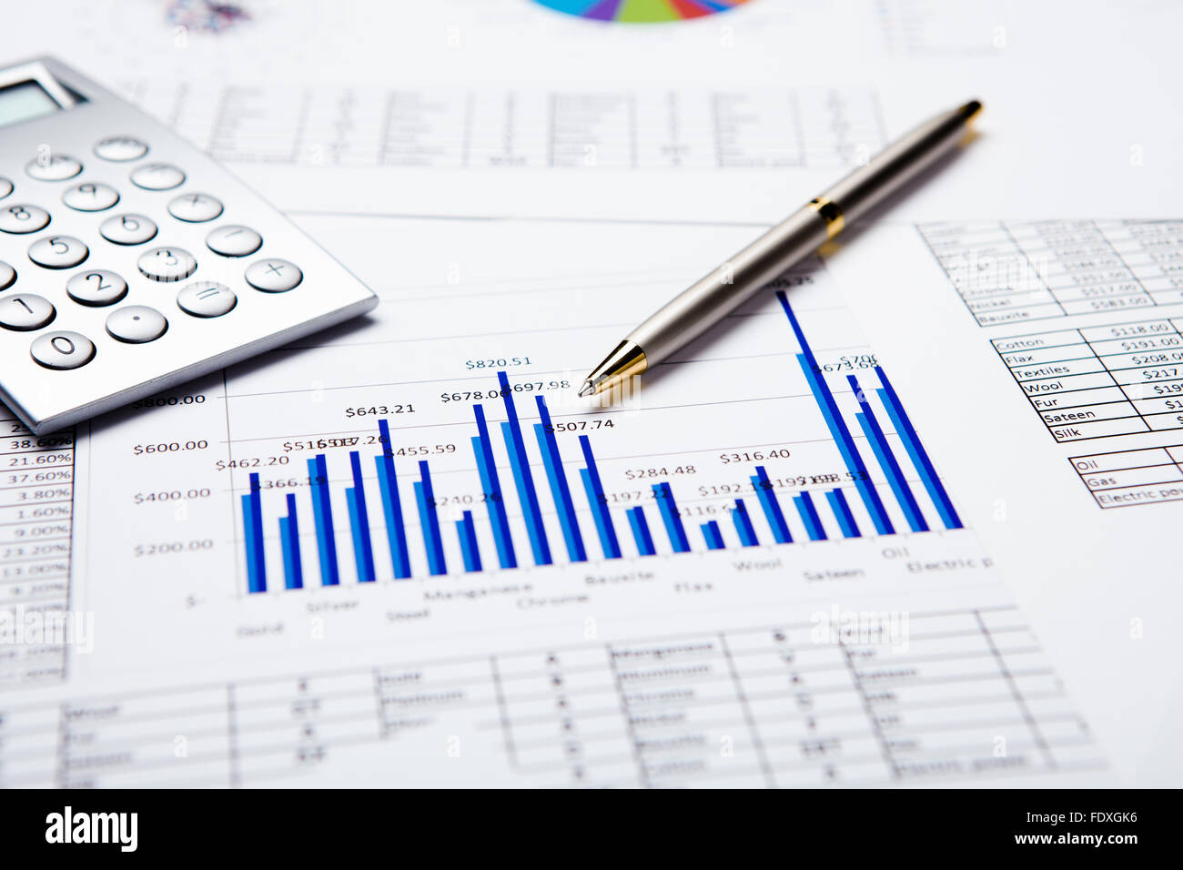 financial charts and graphs on the table Stock Photo - Alamy