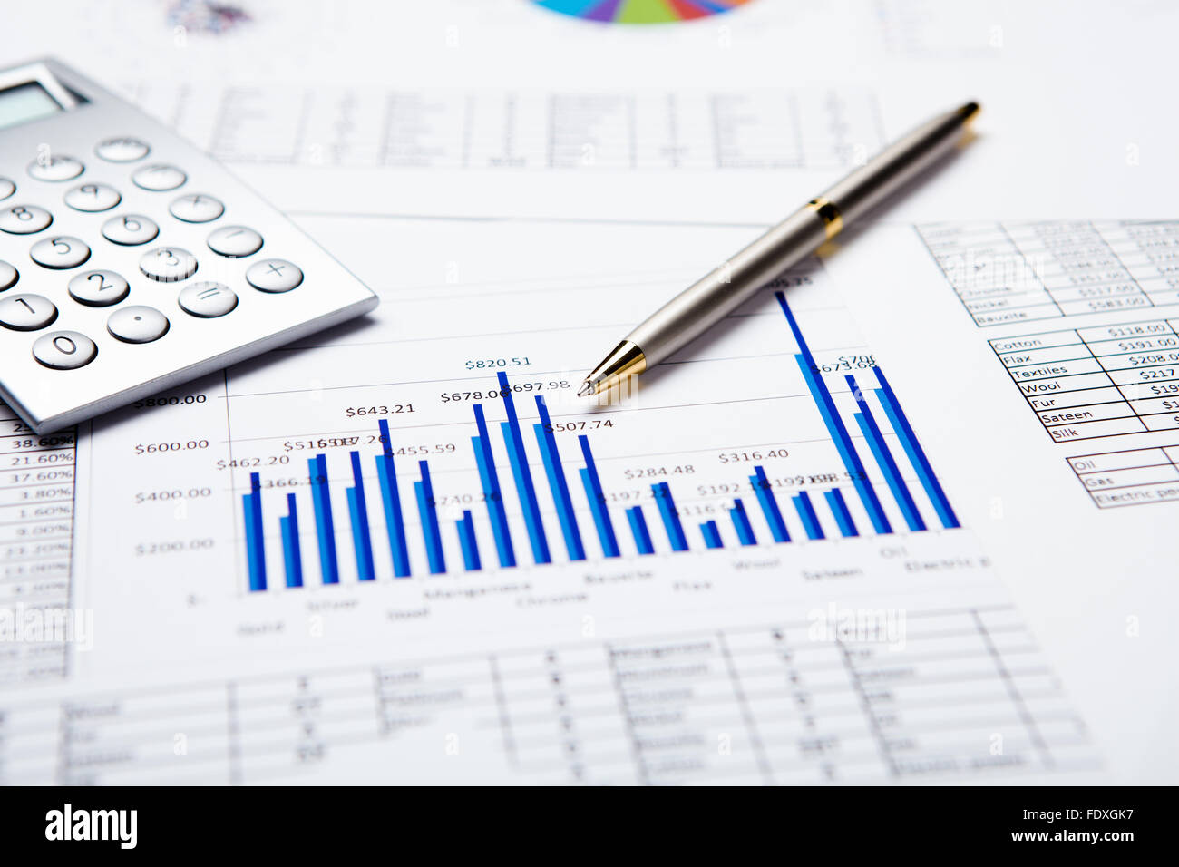 financial charts and graphs on the table Stock Photo - Alamy