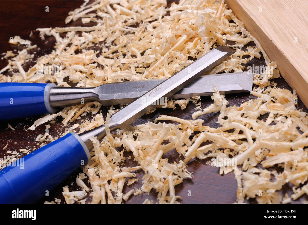 Wood shavings and various construction tools Stock Photo - Alamy