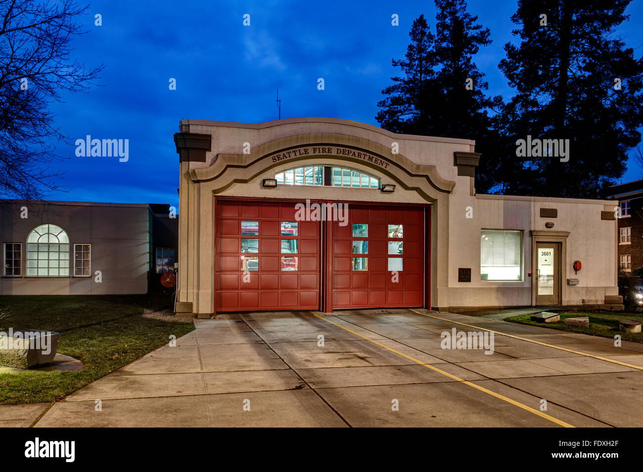Fire Station in Seattle Washington USA. Photographed at twilight Stock ...