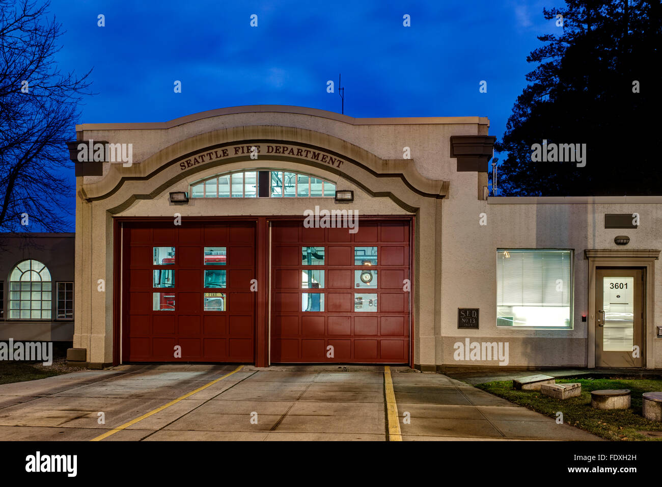 Fire Station in Seattle Washington USA. Photographed at twilight Stock ...