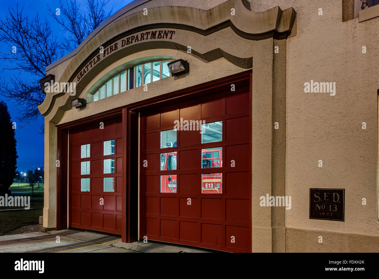 Fire Station in Seattle Washington USA. Photographed at twilight Stock ...