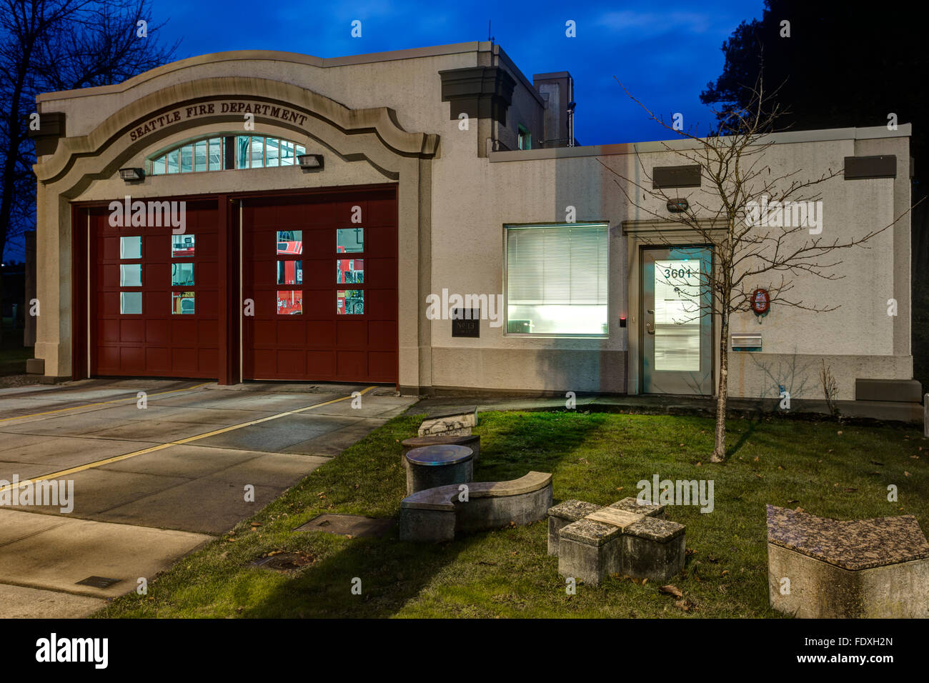 Fire Station in Seattle Washington USA. Photographed at twilight Stock ...