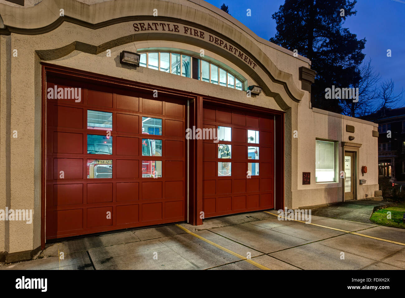 Fire Station in Seattle Washington USA. Photographed at twilight Stock ...