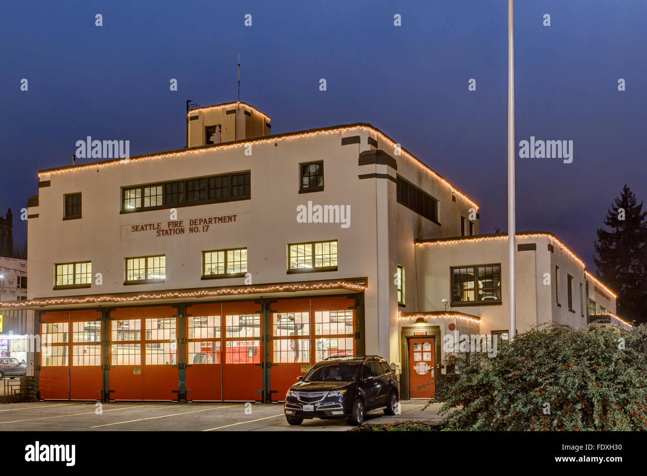 Fire Station in Seattle Washington USA. Photographed at twilight Stock ...