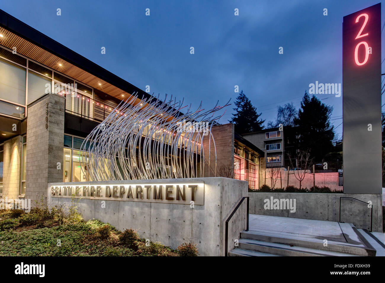 Fire Station in Seattle Washington USA. Photographed at twilight Stock ...
