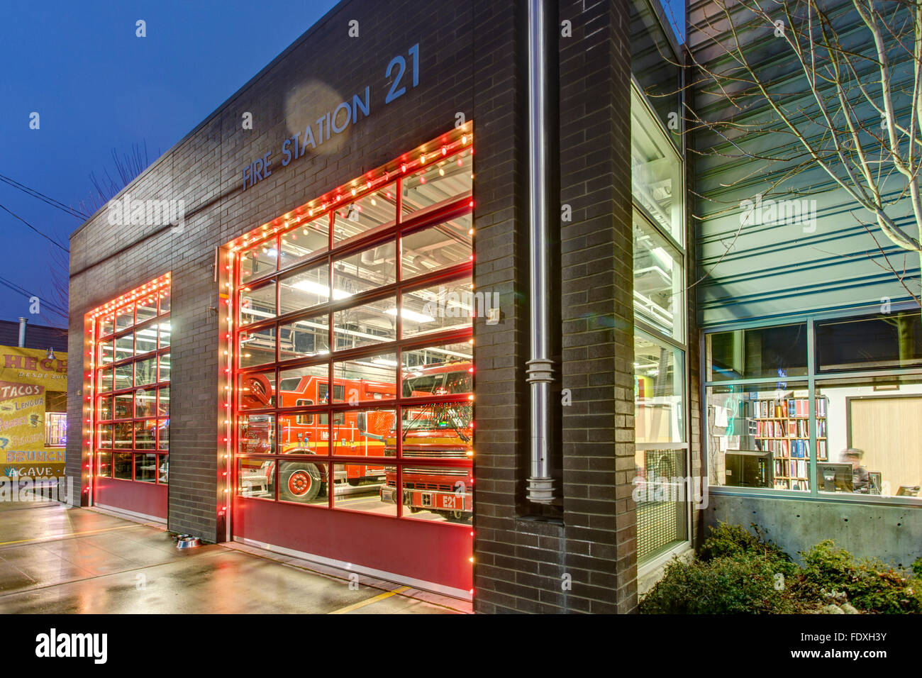 Fire Station in Seattle Washington USA. Photographed at twilight Stock ...