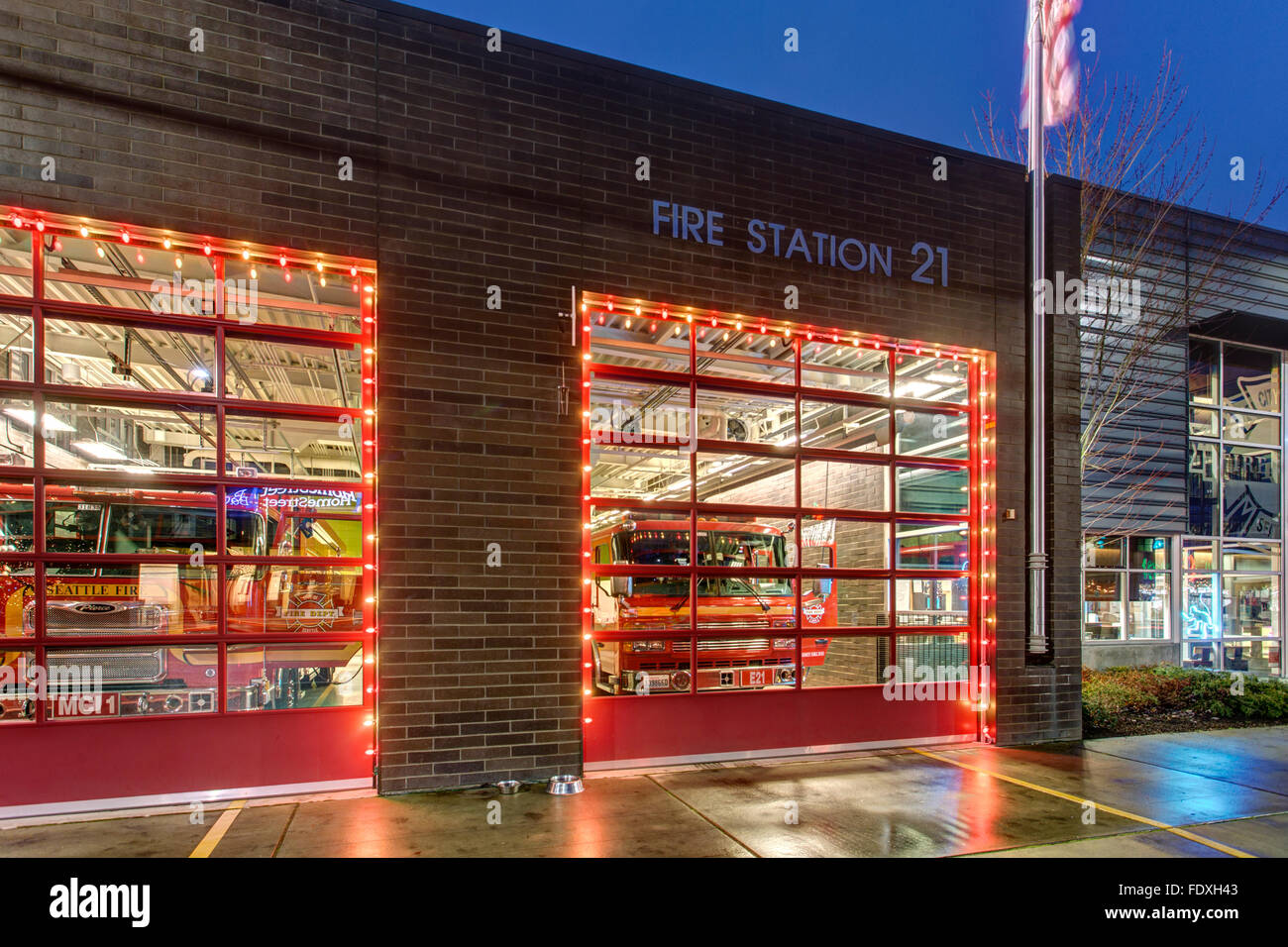 Fire Station in Seattle Washington USA. Photographed at twilight Stock ...