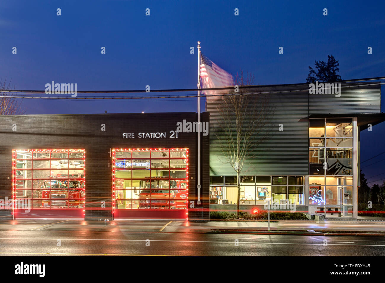 Fire Station in Seattle Washington USA. Photographed at twilight Stock ...
