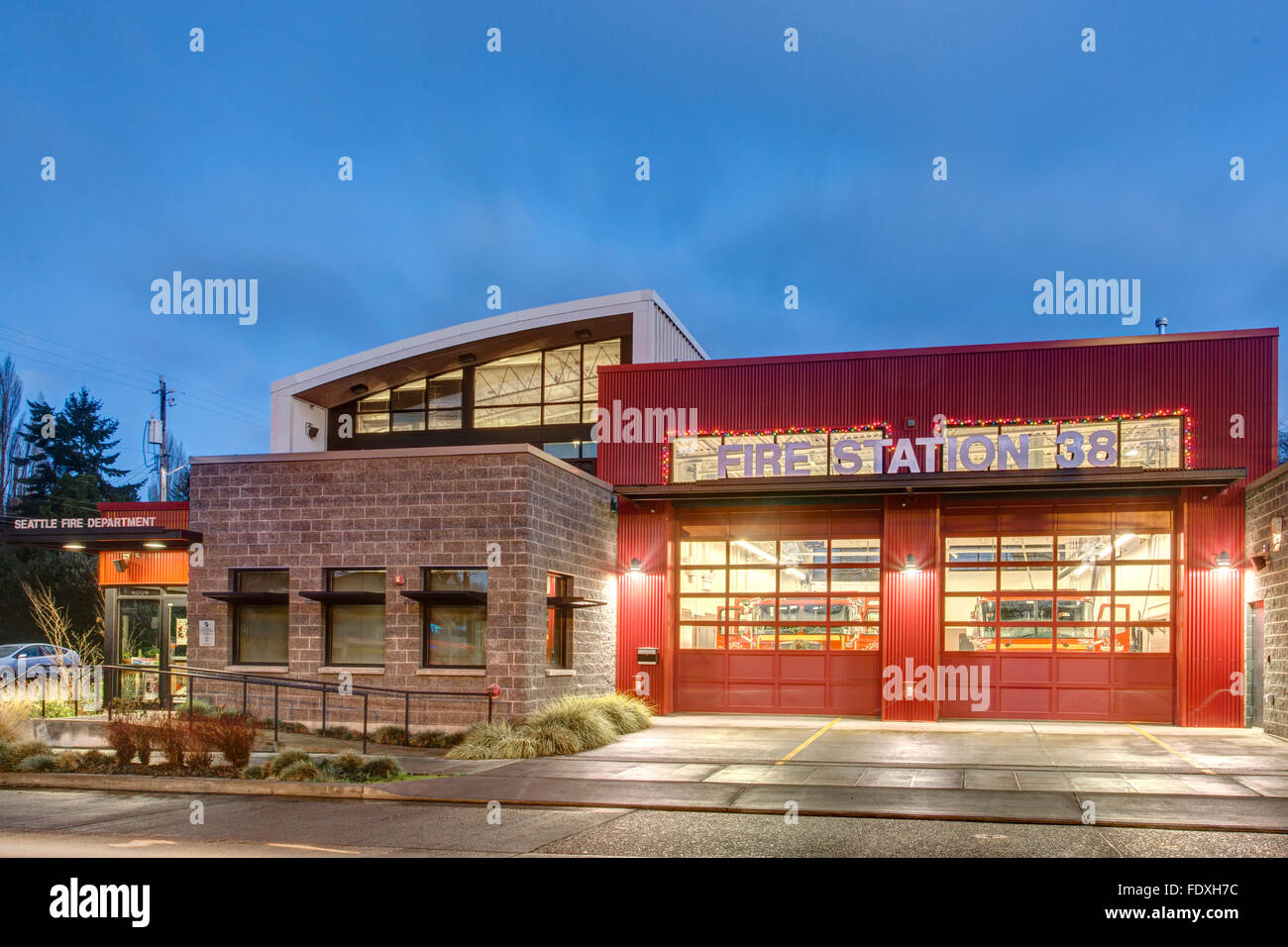 Fire Station in Seattle Washington USA. Photographed at twilight Stock ...
