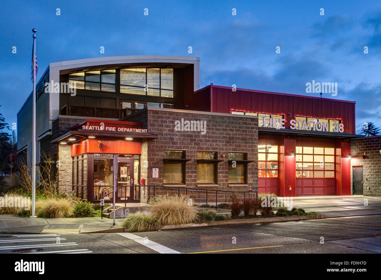 Fire Station in Seattle Washington USA. Photographed at twilight Stock ...