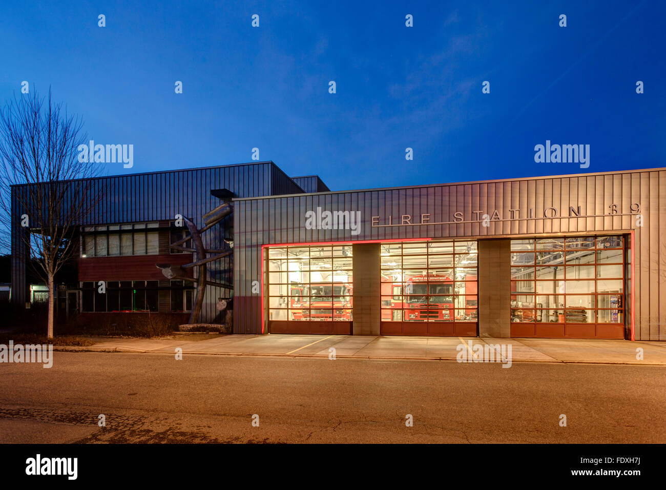 Fire Station in Seattle Washington USA. Photographed at twilight Stock ...
