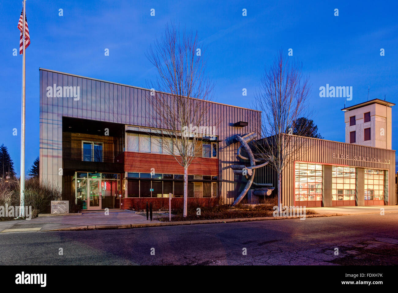 Fire Station in Seattle Washington USA. Photographed at twilight Stock ...