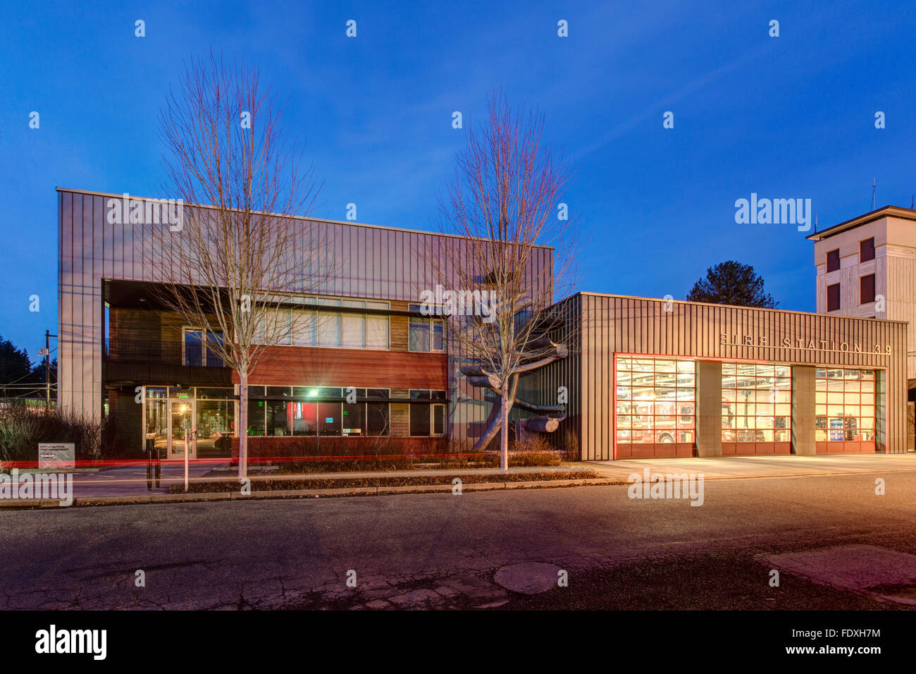 Fire Station in Seattle Washington USA. Photographed at twilight Stock ...