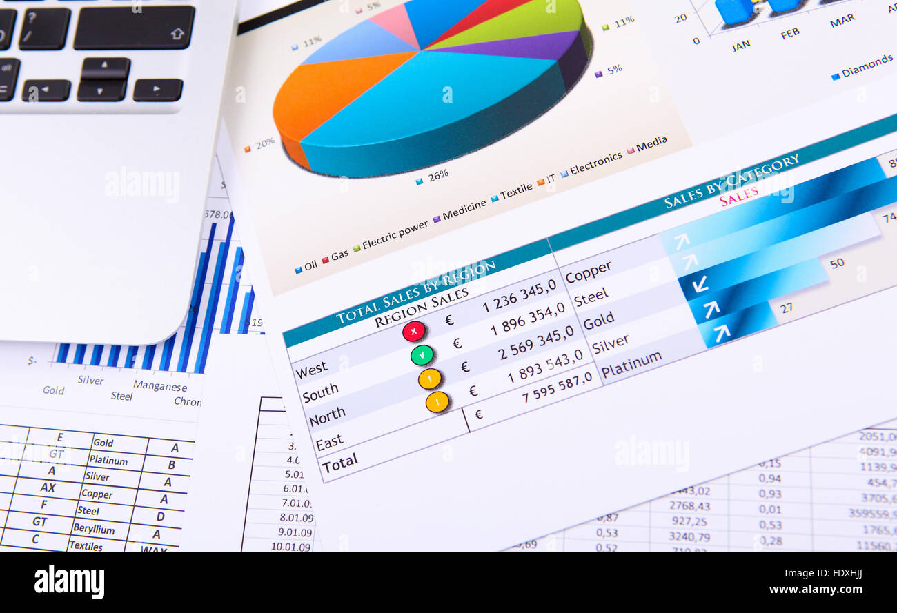 Graphs, charts, business table. The workplace of business people Stock ...