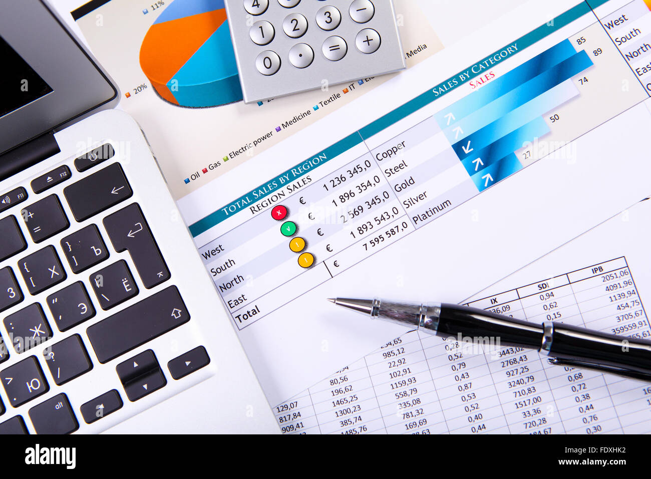 Graphs, charts, business table. The workplace of business people Stock ...