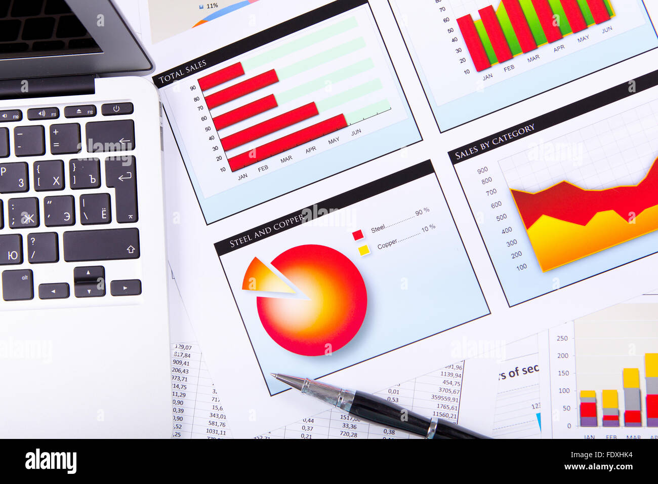 Graphs, charts, business table. The workplace of business people Stock ...