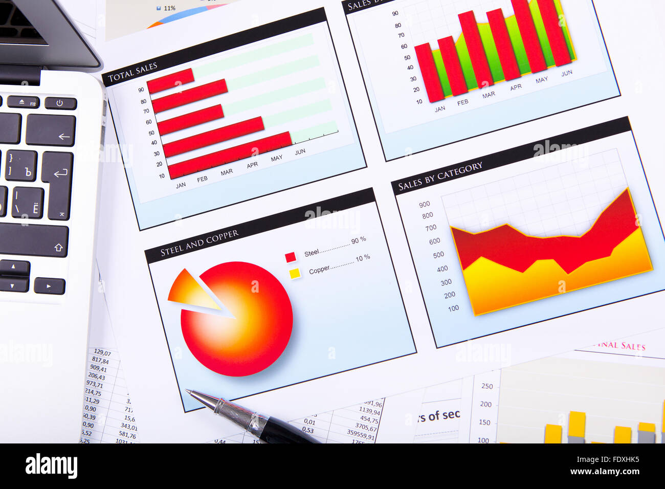 Graphs, charts, business table. The workplace of business people Stock ...