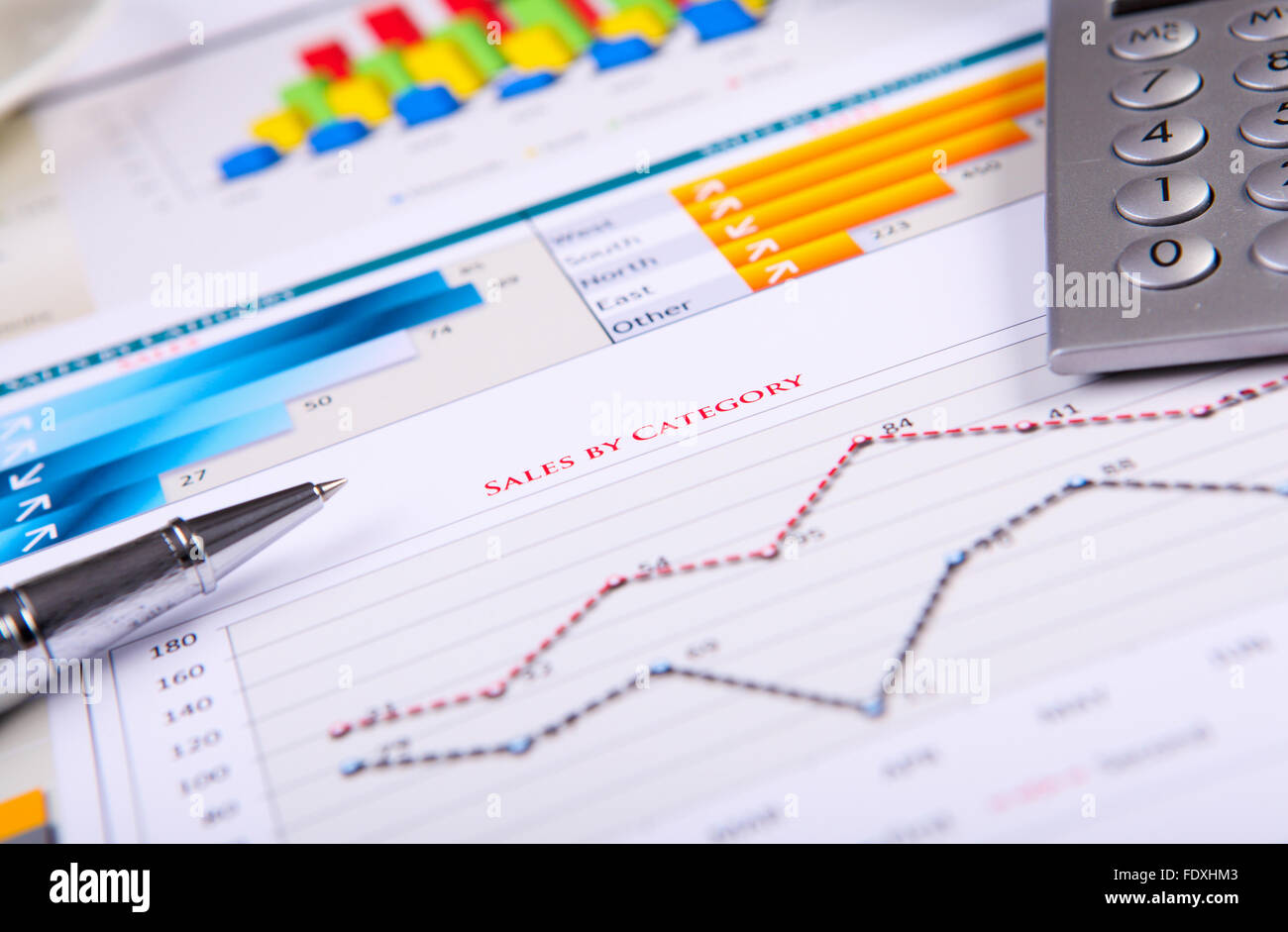 Graphs, charts, business table. The workplace of business people Stock ...