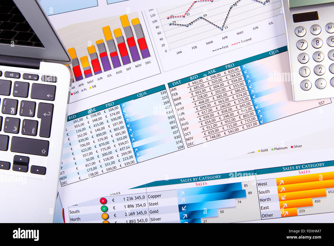 Graphs, charts, business table. The workplace of business people Stock ...