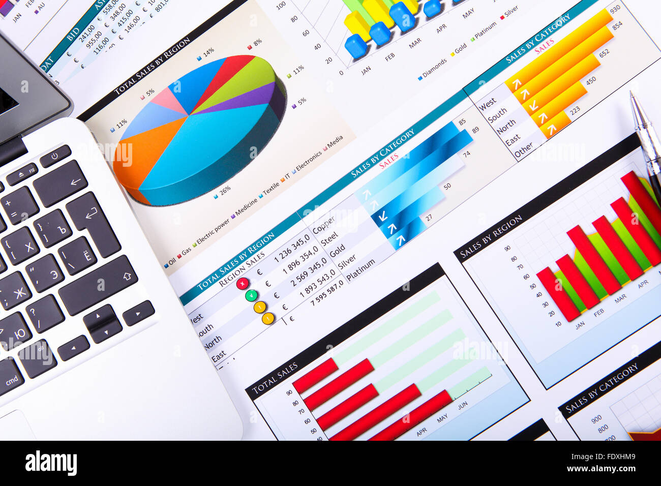 Graphs, charts, business table. The workplace of business people Stock ...