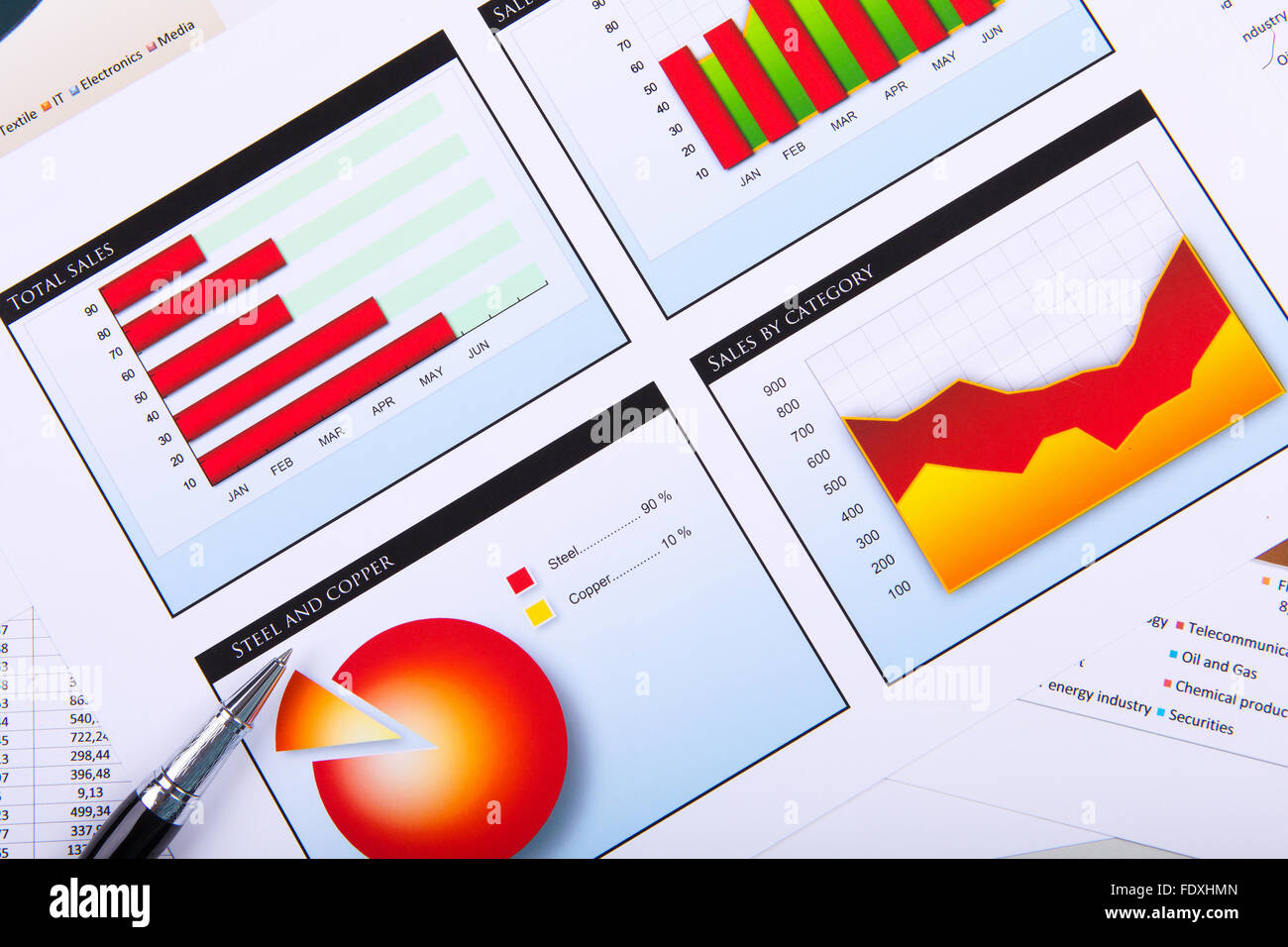 Graphs, charts, business table. The workplace of business people Stock ...