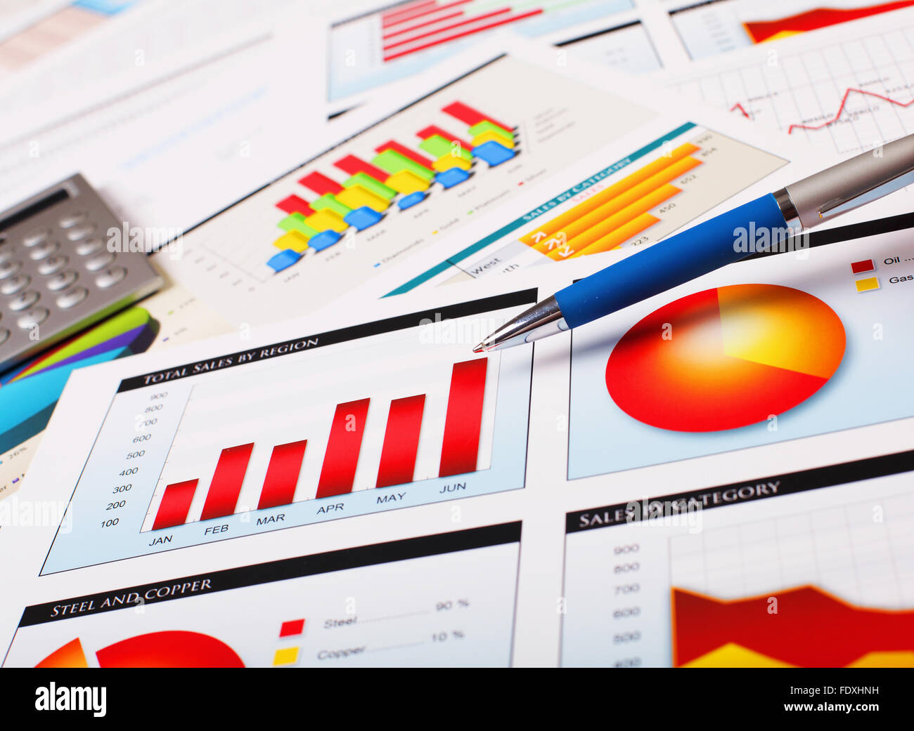 Graphs, charts, business table. The workplace of business people Stock ...