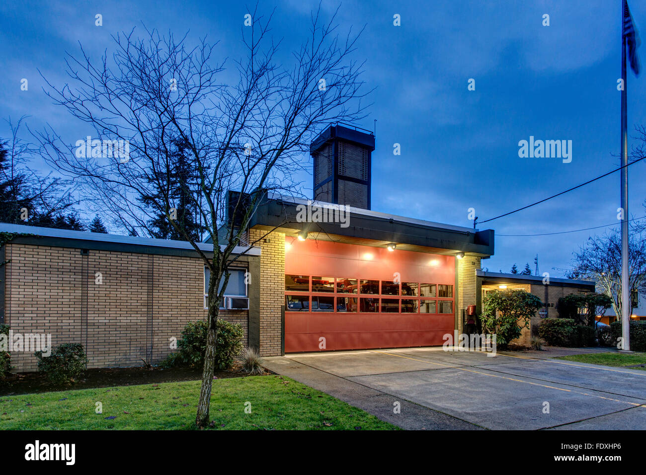 Fire Station in Seattle Washington USA. Photographed at twilight Stock ...
