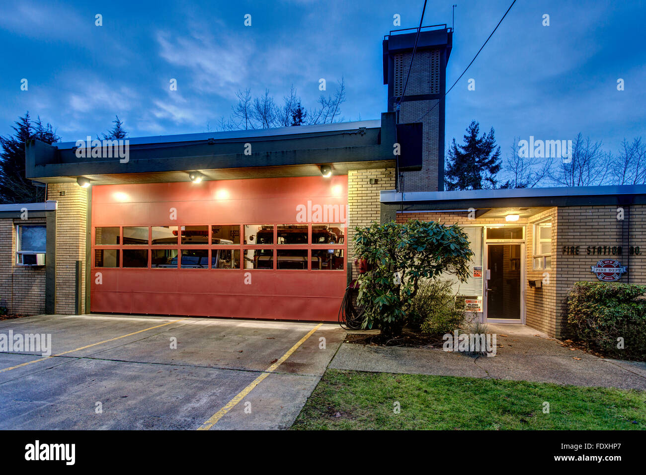 Fire Station in Seattle Washington USA. Photographed at twilight Stock ...