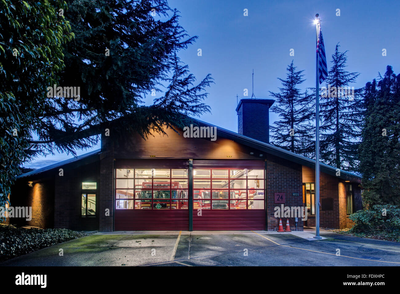 Fire Station in Seattle Washington USA. Photographed at twilight Stock ...