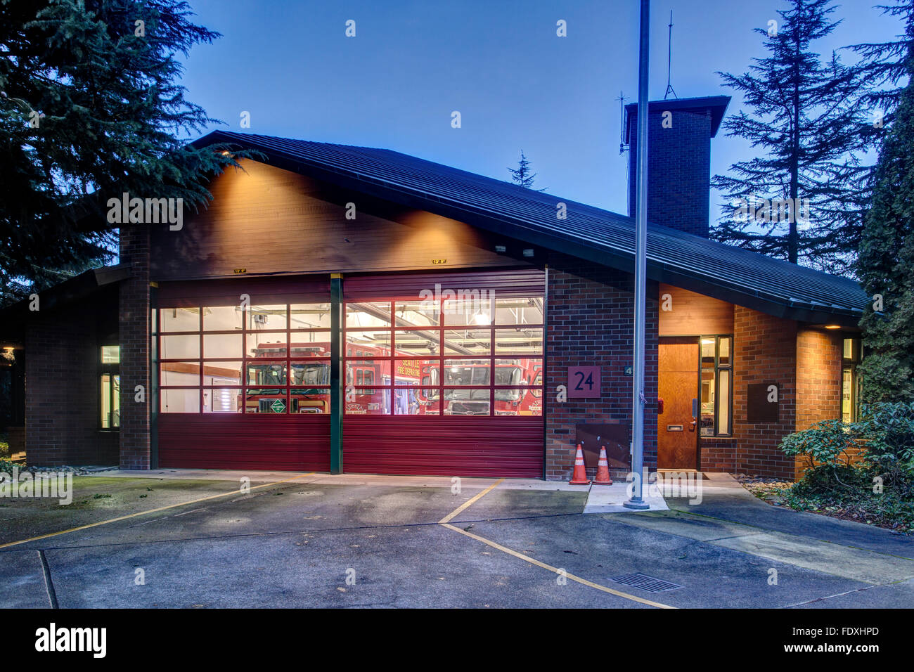 Fire Station in Seattle Washington USA. Photographed at twilight Stock ...