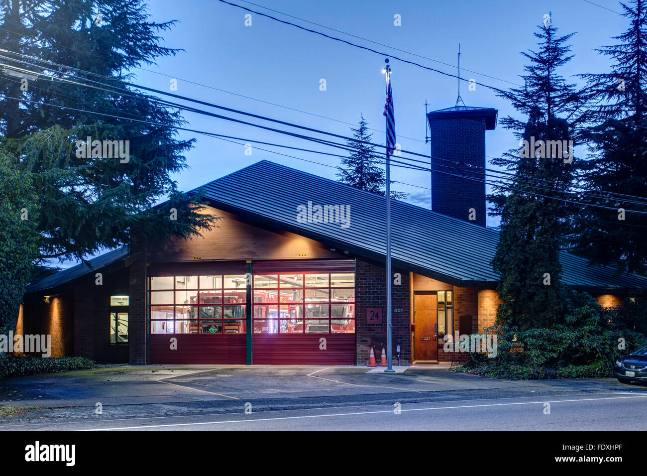 Fire Station in Seattle Washington USA. Photographed at twilight Stock ...
