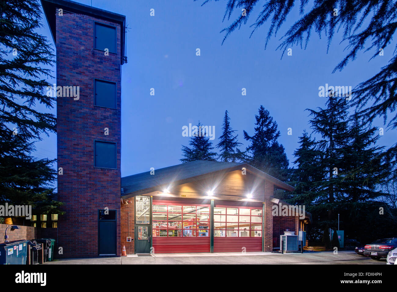 Fire Station in Seattle Washington USA. Photographed at twilight Stock ...