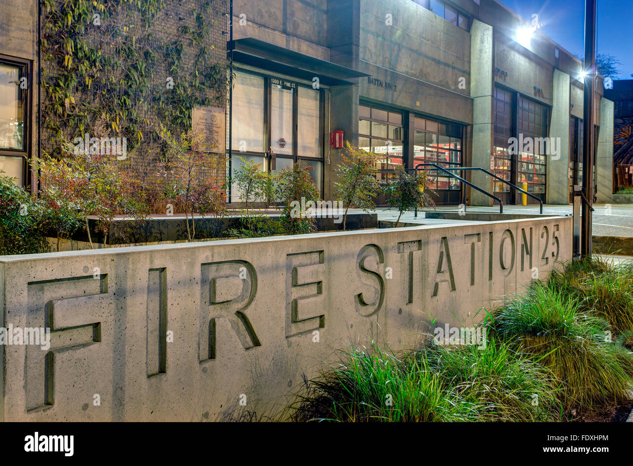 Fire Station in Seattle Washington USA. Photographed at twilight Stock ...