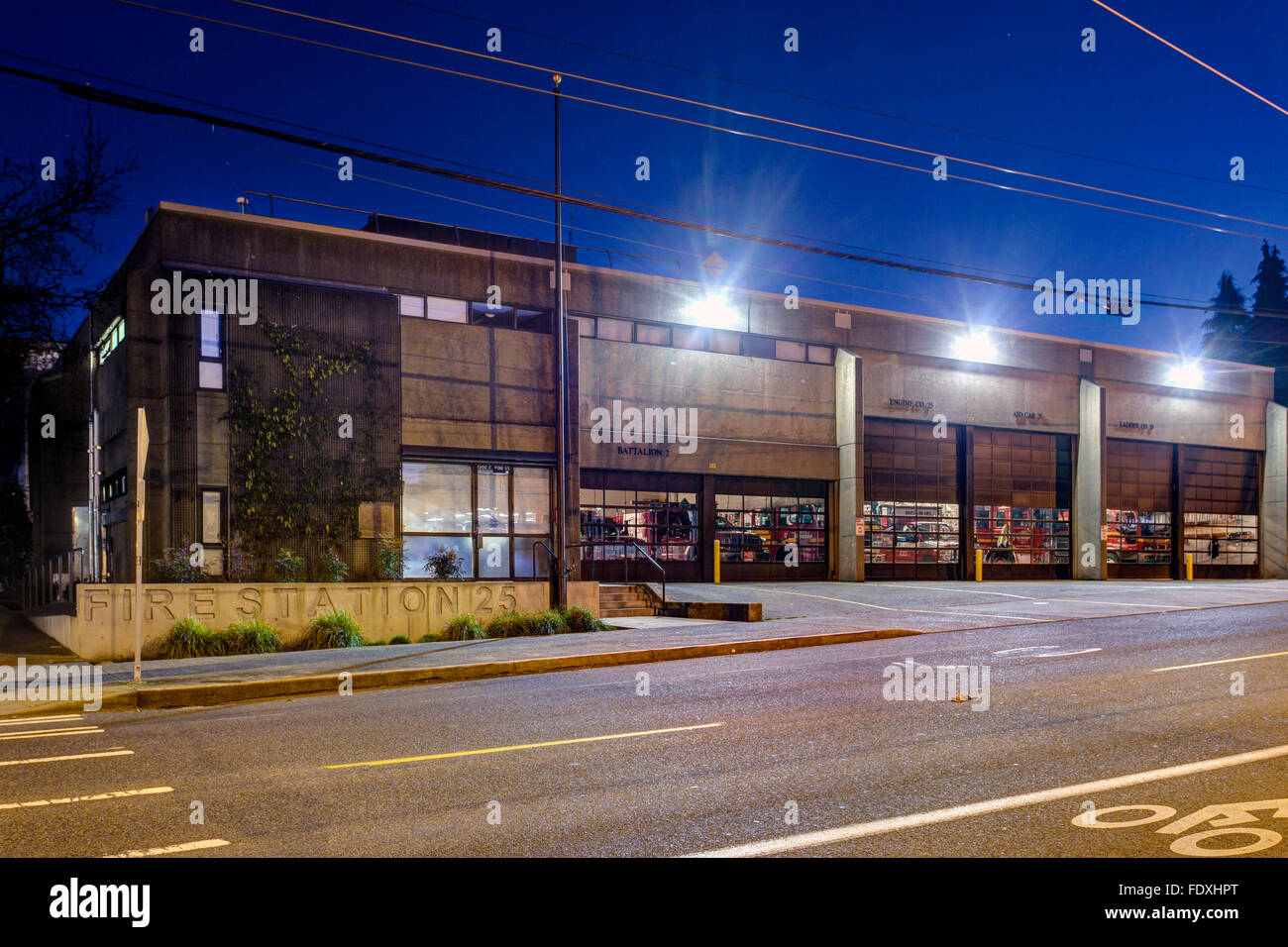 Fire Station in Seattle Washington USA. Photographed at twilight Stock ...