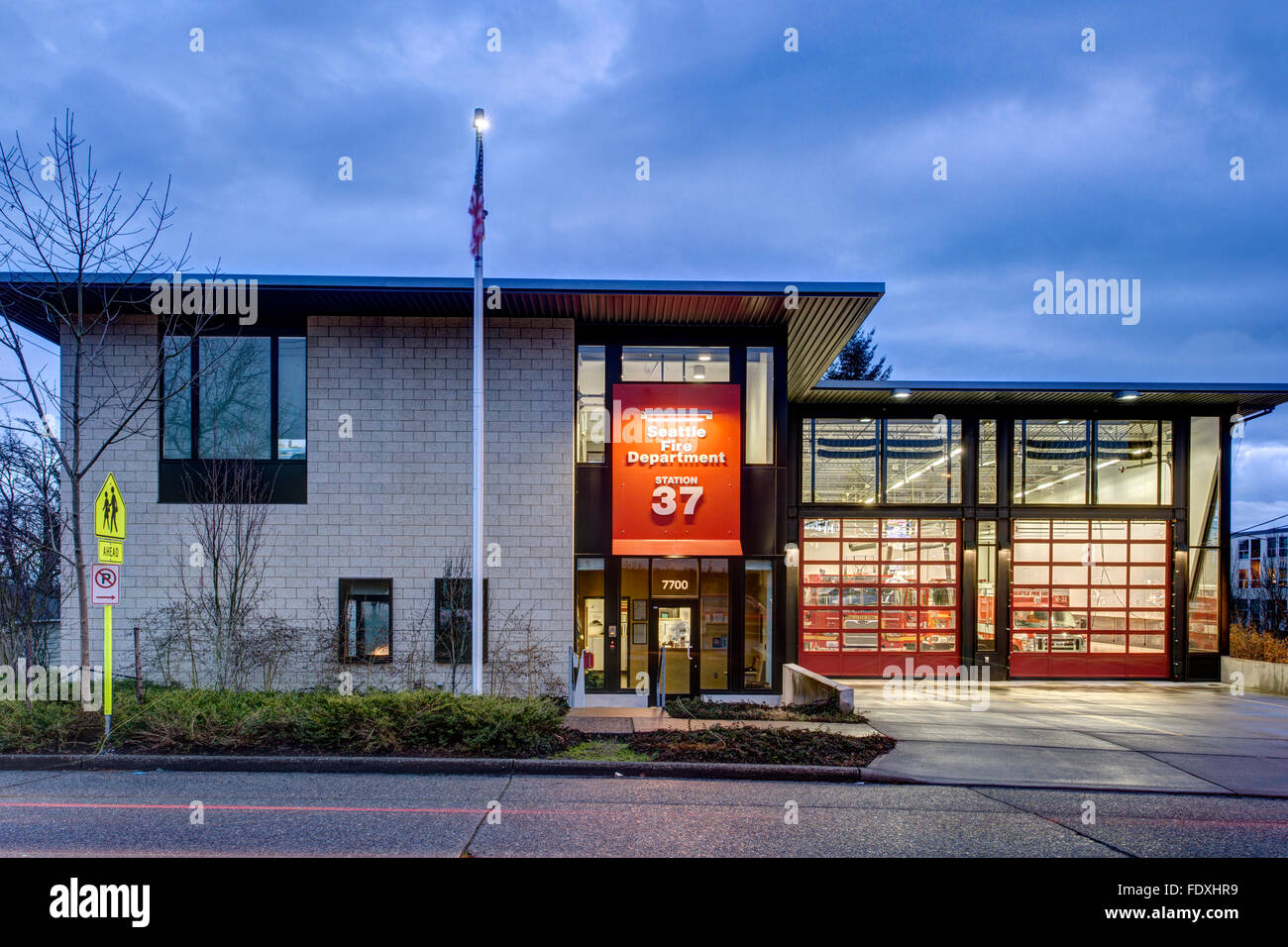 Fire Station in Seattle Washington USA. Photographed at twilight Stock ...