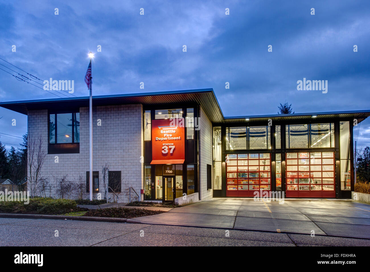 Fire Station in Seattle Washington USA. Photographed at twilight Stock ...