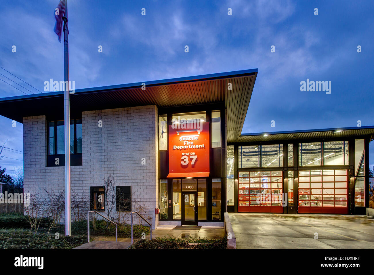 Fire Station in Seattle Washington USA. Photographed at twilight Stock ...