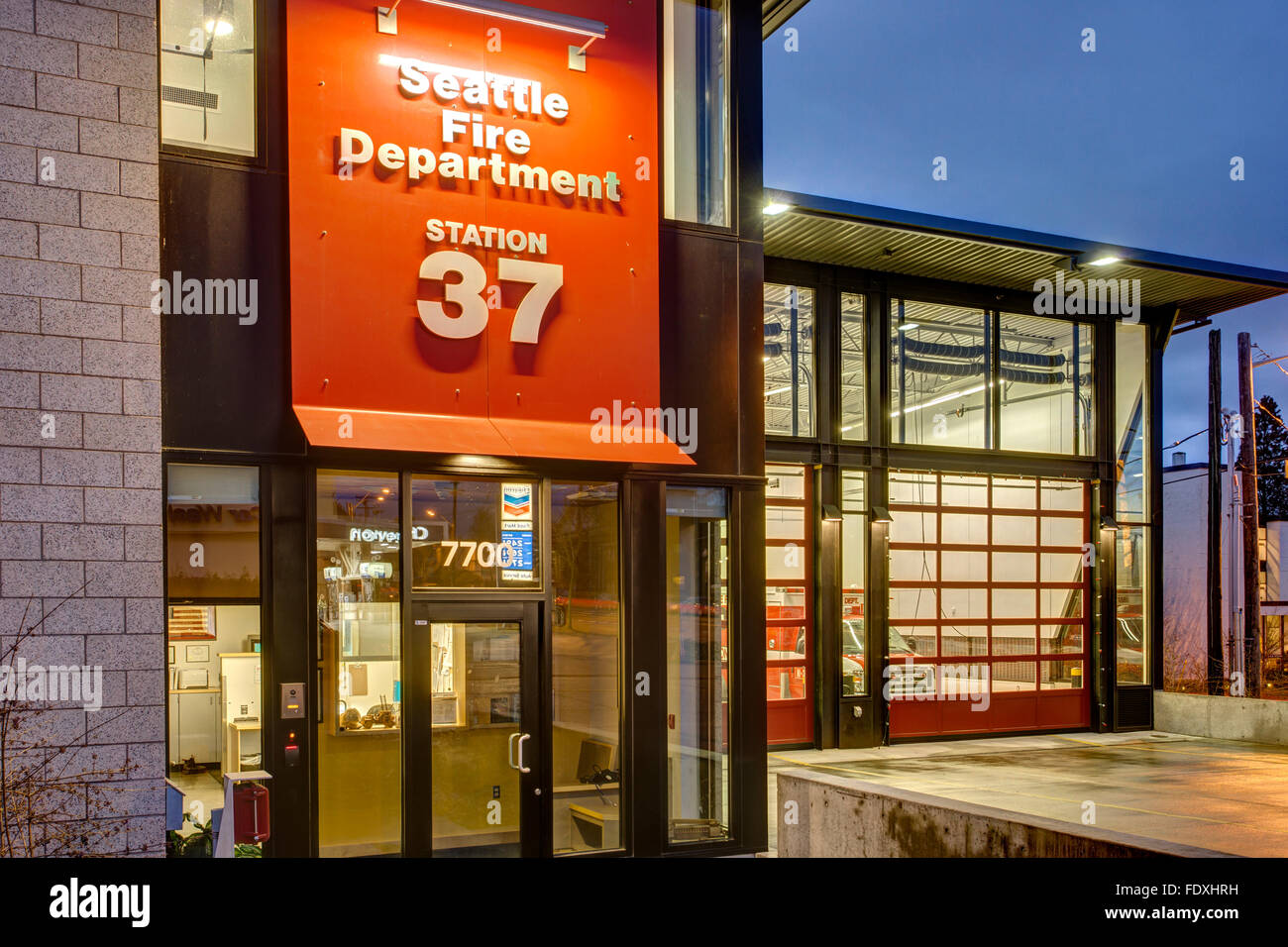 Fire Station in Seattle Washington USA. Photographed at twilight Stock ...