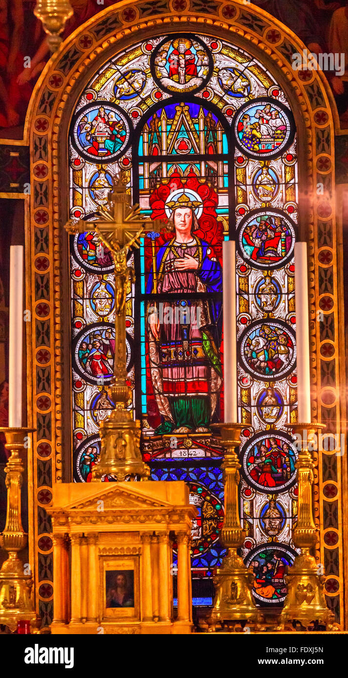 Altar Crucifix King Louis 9th Stained Glass Basilica Saint Louis En L ...