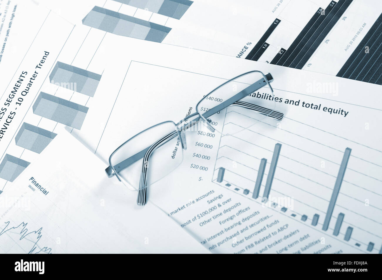 Charts, diagrams, tables. Workplace for the business person Stock Photo ...
