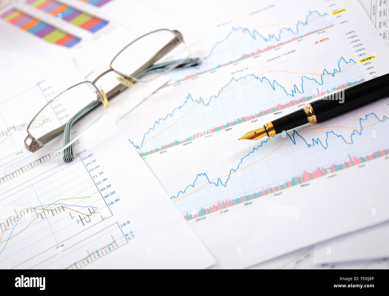 Charts, diagrams, tables. Workplace for the business person Stock Photo ...