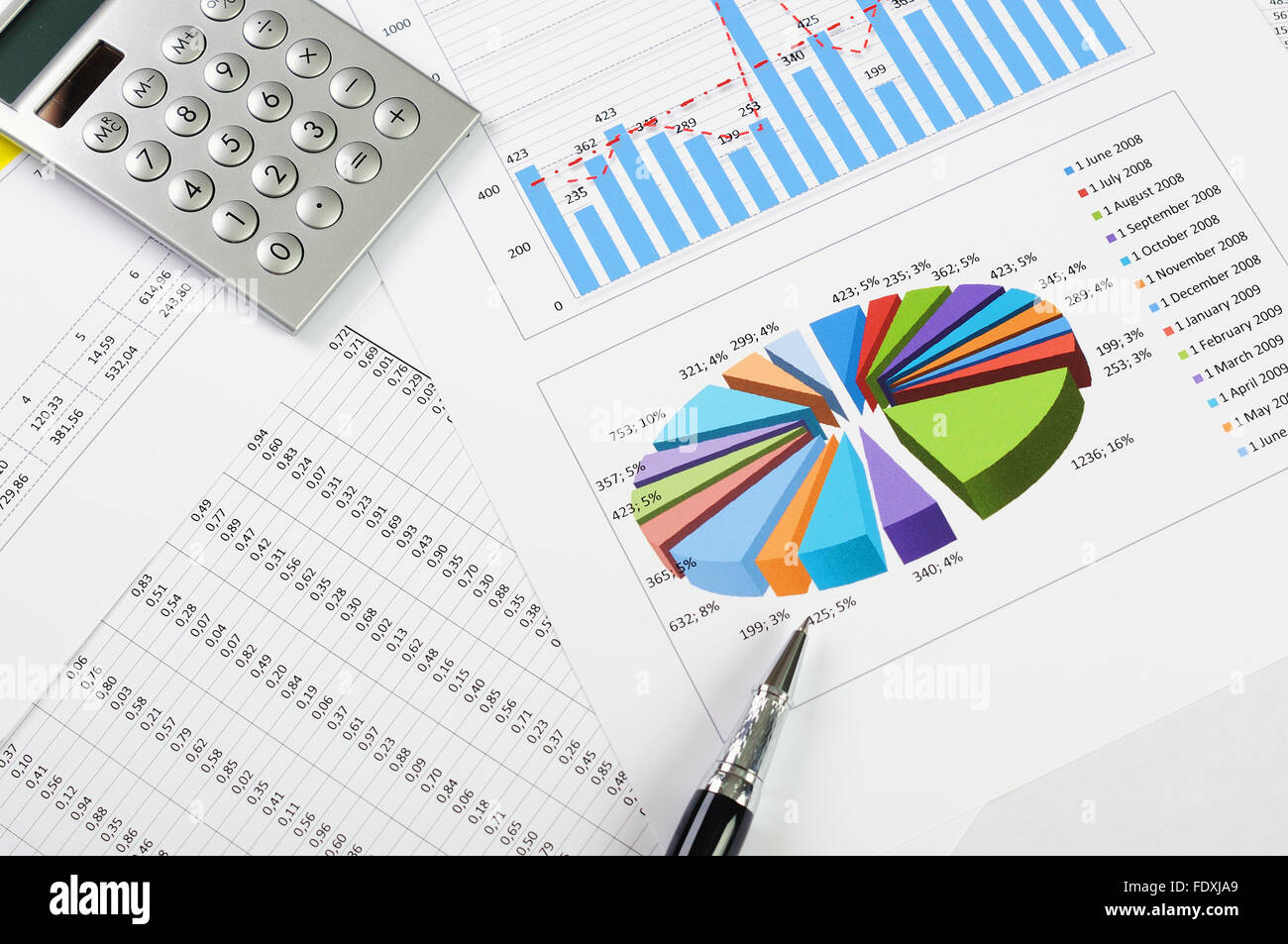Charts and graphs of sales - a symbol of successful corporate business ...