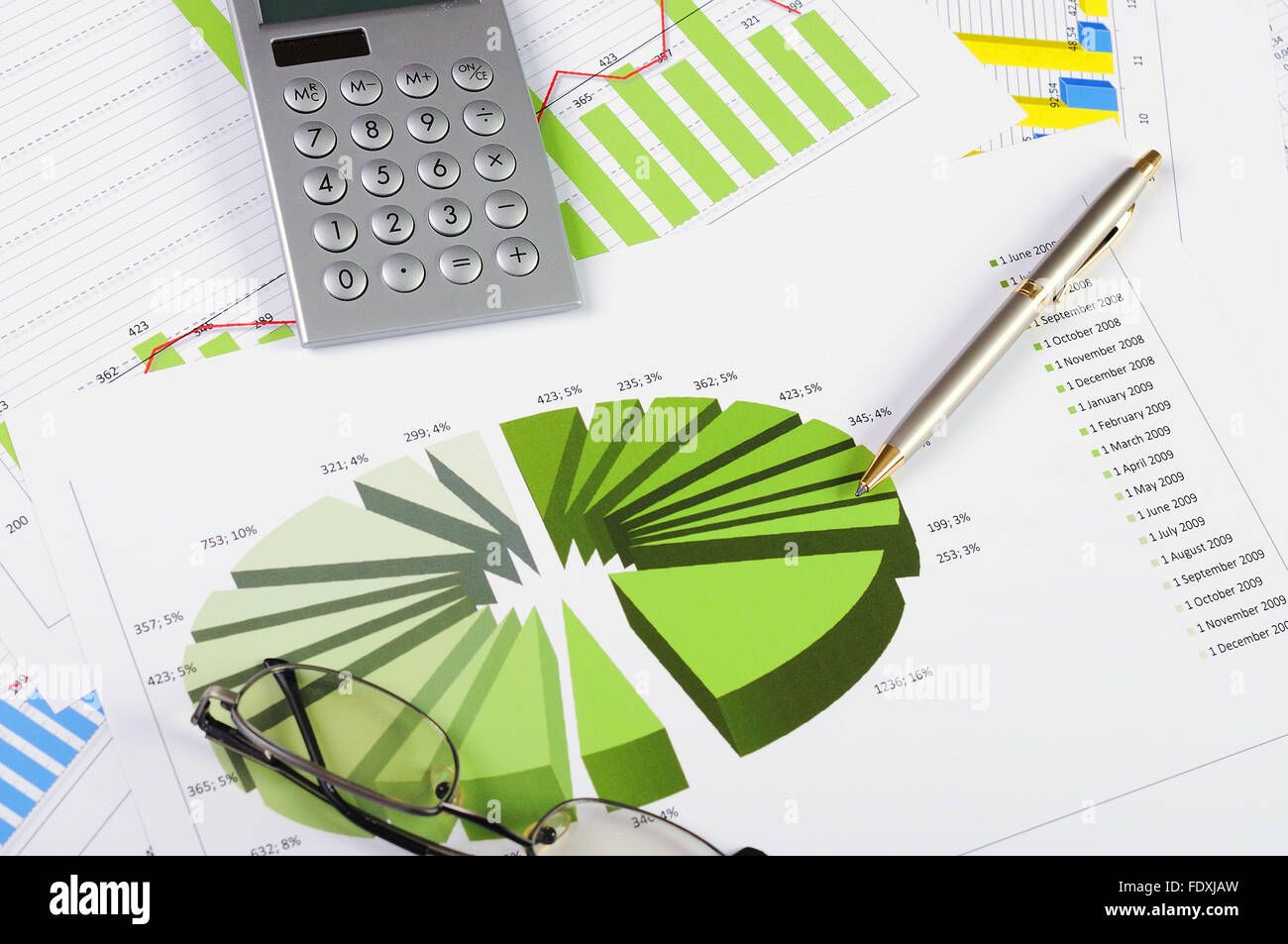 Charts and graphs of sales - a symbol of successful corporate business ...