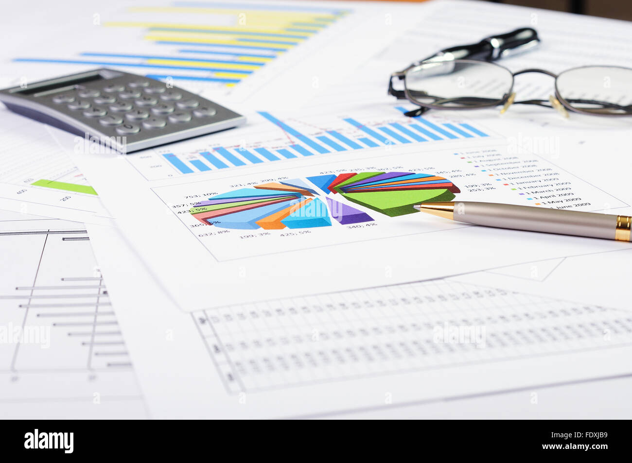 Charts and graphs of sales - a symbol of successful corporate business ...