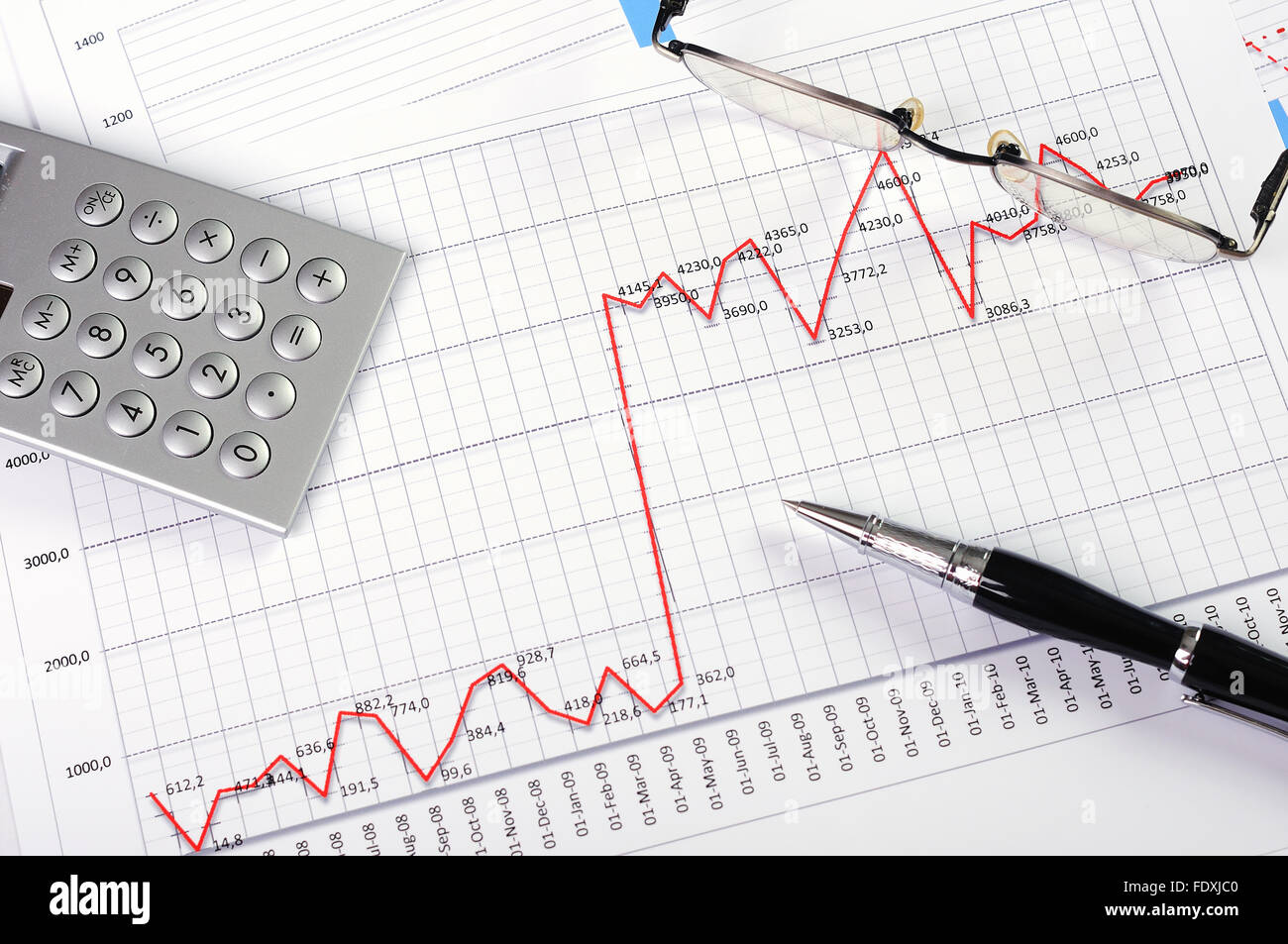 Charts and graphs of sales - a symbol of successful corporate business ...